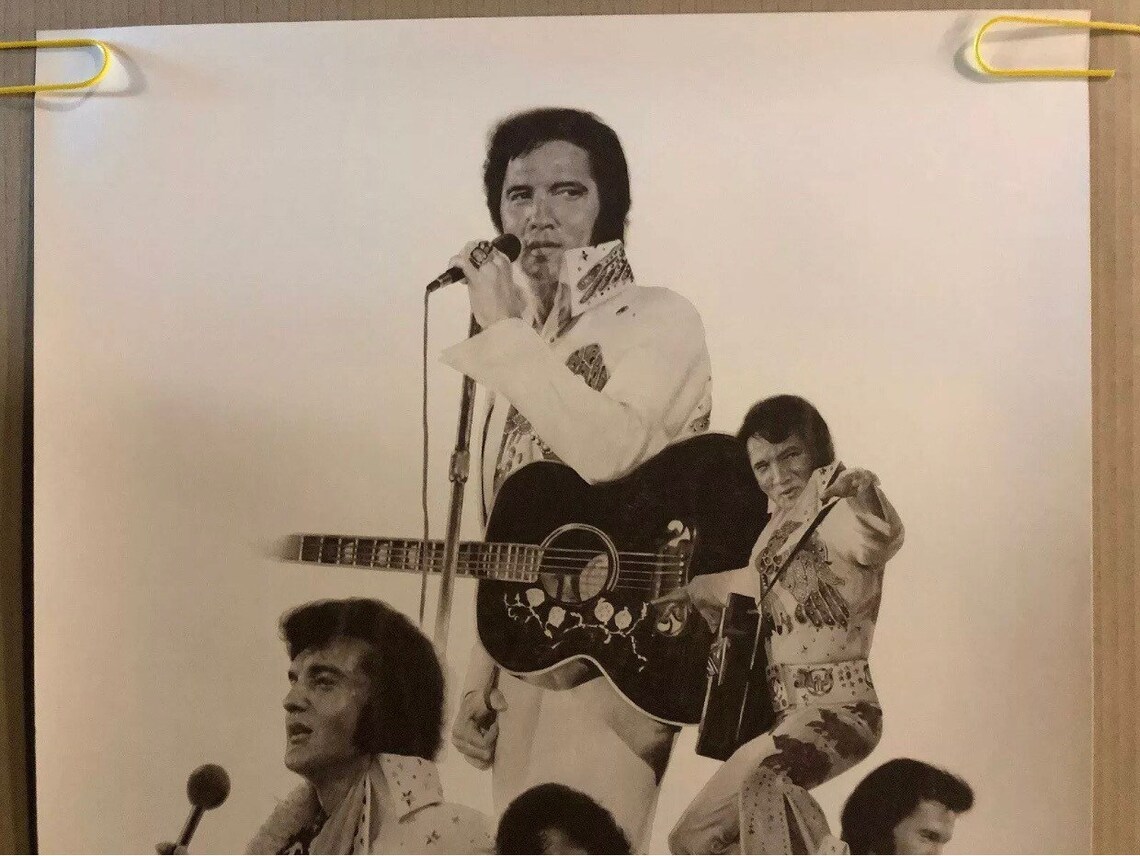 Elvis Presley Vintage Poster Chaplan Brown Tone Sketch Collage - Etsy