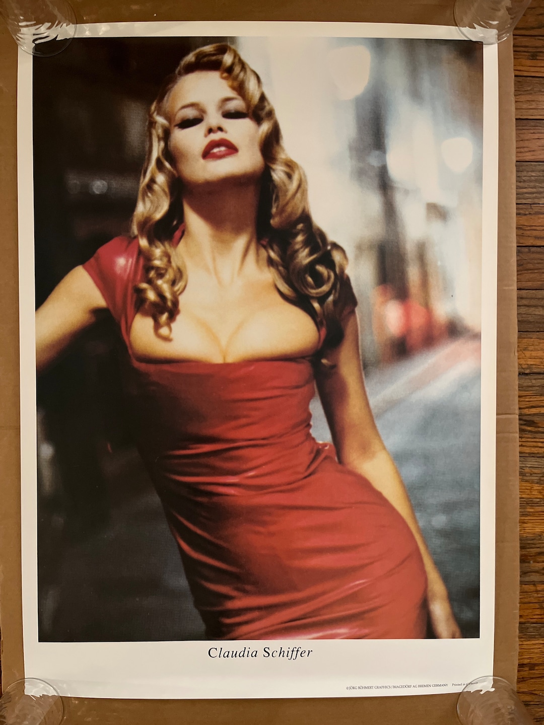 Claudia Schiffer Schaffer Vintage Poster Sexy Super Model Red Dress - Etsy