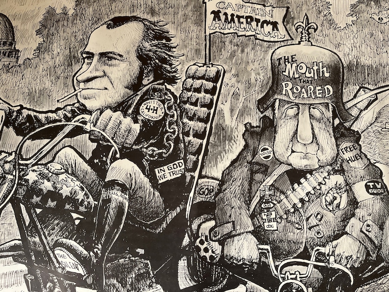 Captain America Richard Nixon Motorcycle 1970s Vintage Poster - Etsy