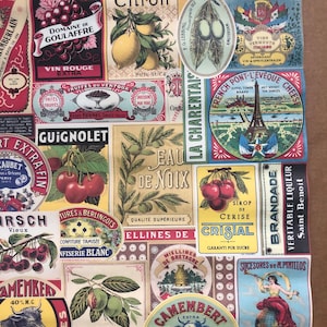 French Food Wine Alcohol Collage Poster Labels Pop Art Kitchen Culinary ...