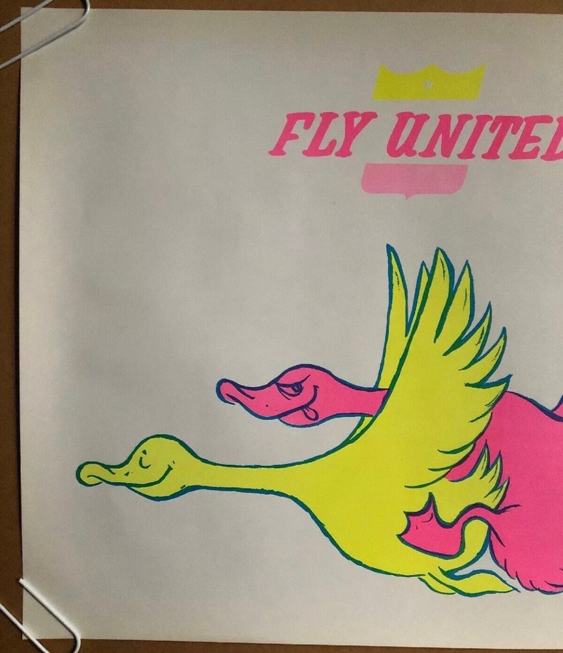 Original Vintage Blacklight Poster Fly United Airlines Geese - Etsy ...