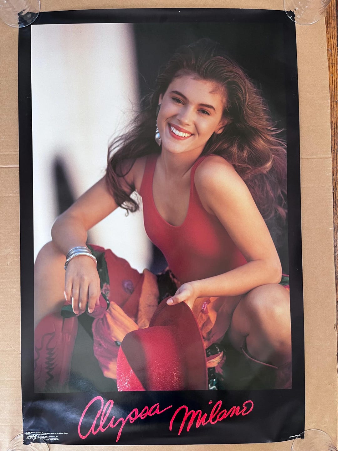 Alyssa Milano Vintage Poster Bathing Suit Televisions Actress Tv 1990 - Etsy