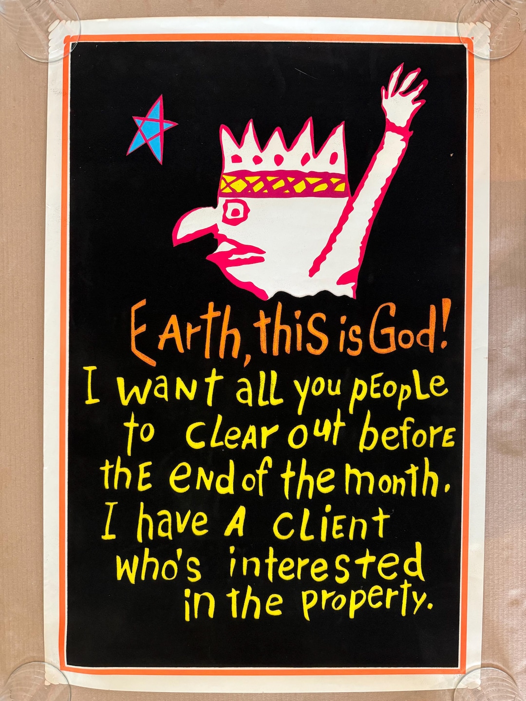 Earth This is God Landlord Vintage Blacklight Poster Real Estate 1969 ...