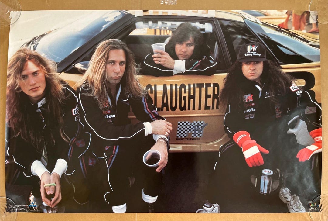 Slaughter Vintage Poster MTV Race Car Cab Music Commercial Promo 1990 ...
