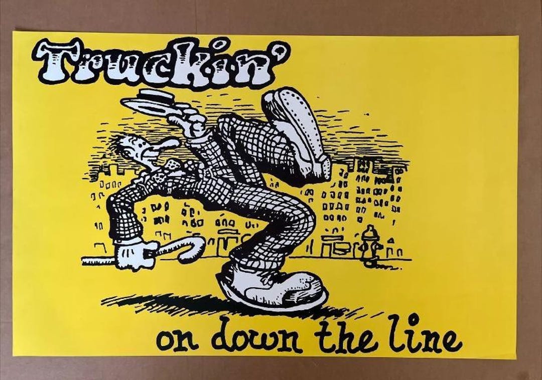 Truckin on Down the Line Vintage Blacklight Poster 1960s Crumb Headshop ...