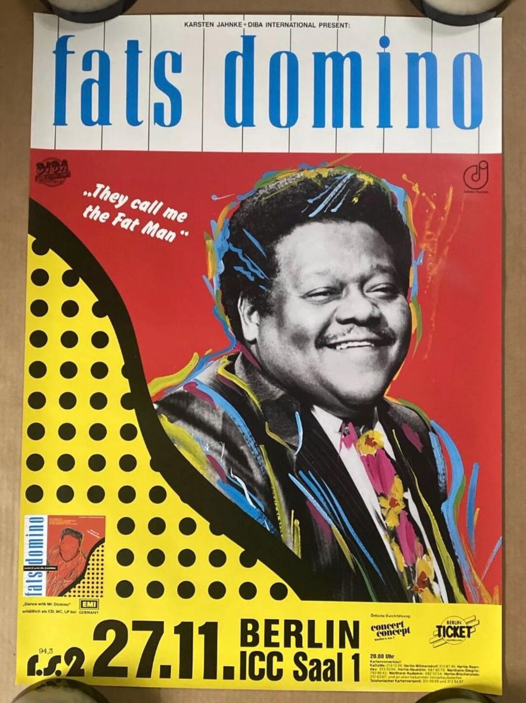 Fats Domino Original Vintage Poster German Berlin 1980’s Germany EMI ...