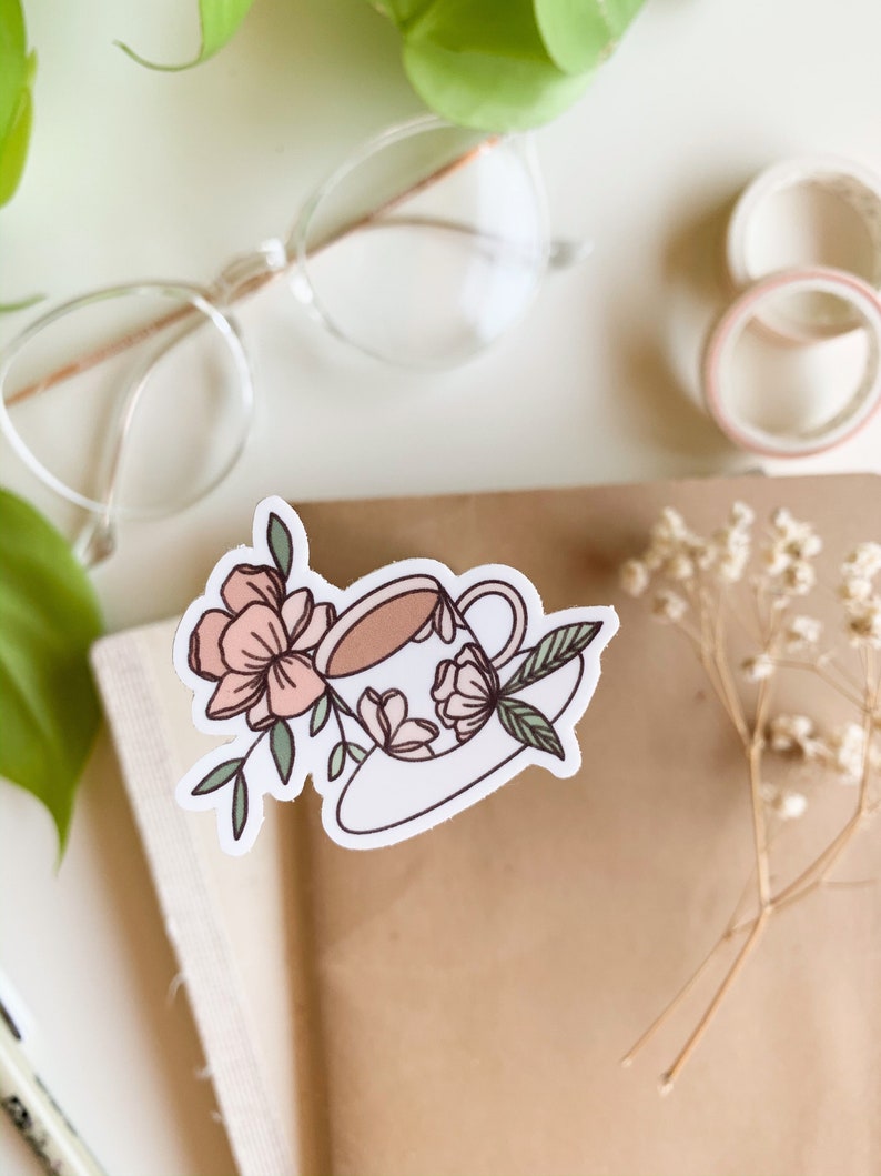 Coffee Flowers Vinyl Sticker Notebook Sticker Laptop - Etsy