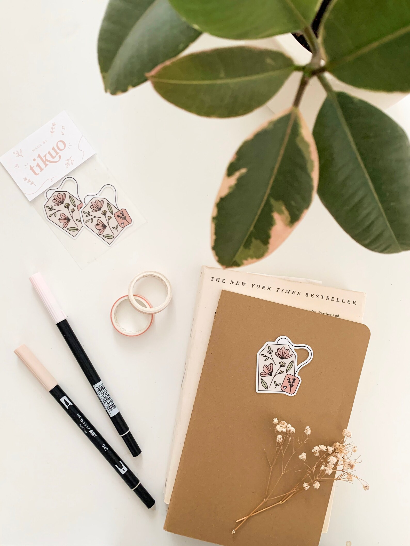 Flower Tea Bag Sticker Vinyl Sticker Notebook Sticker - Etsy