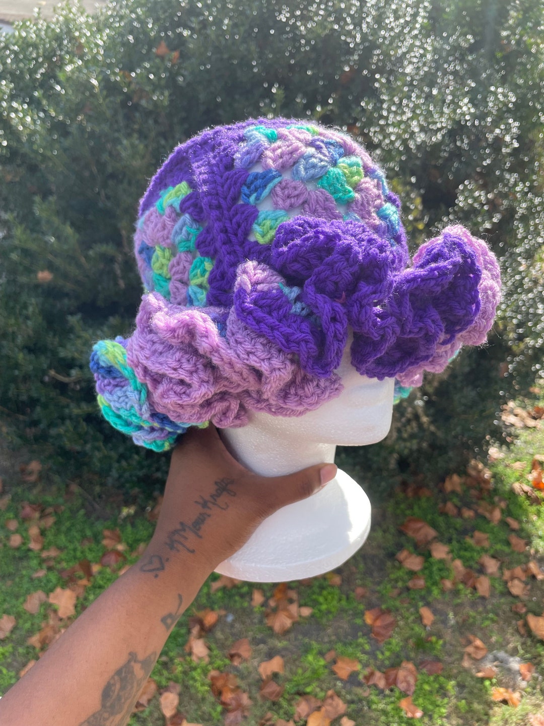 Granny Square Ruffle Hat - Etsy