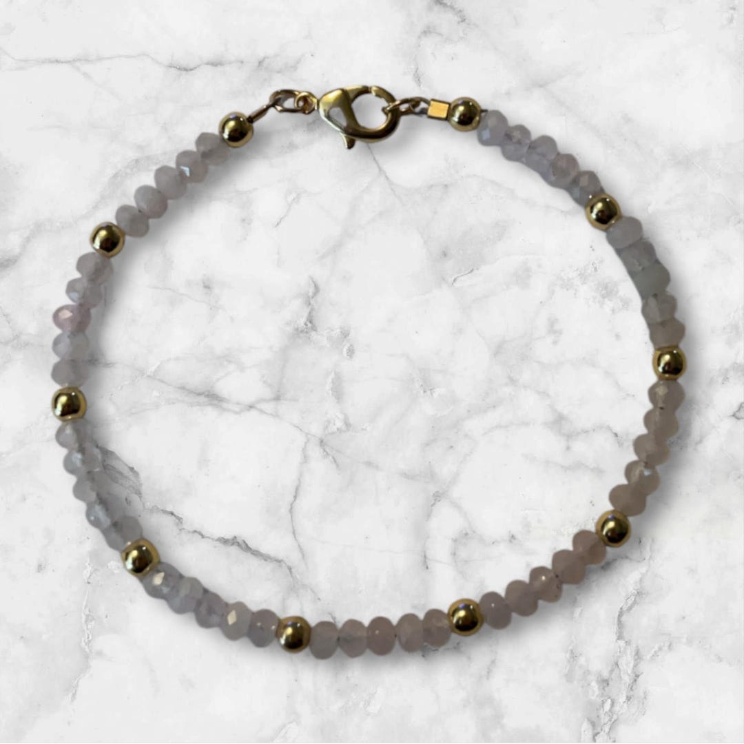 Pale Rose Quartz and 14 Karat Gold Filled Bracelet - Etsy