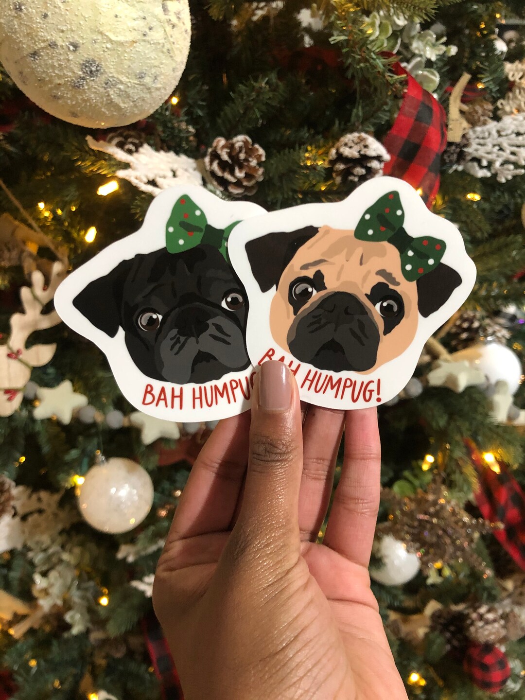 Christmas Sticker Holiday Dog Sticker Pugs Dog Sticker - Etsy