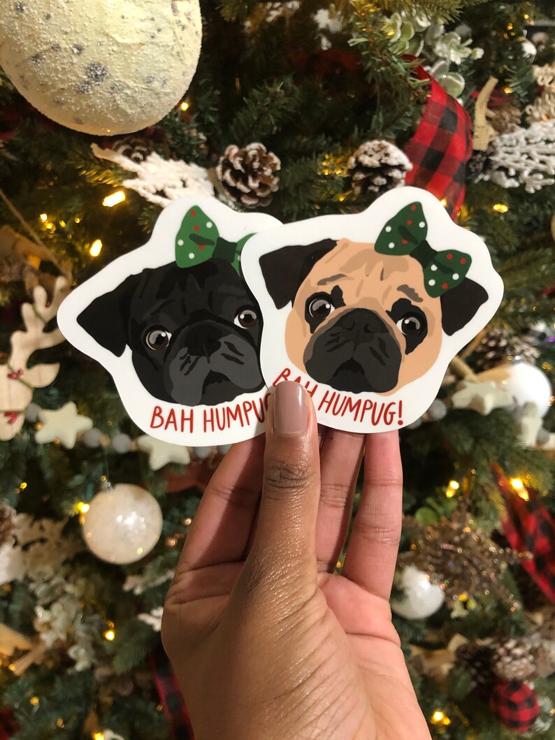 Christmas Sticker Holiday Dog Sticker Pugs Dog Sticker - Etsy