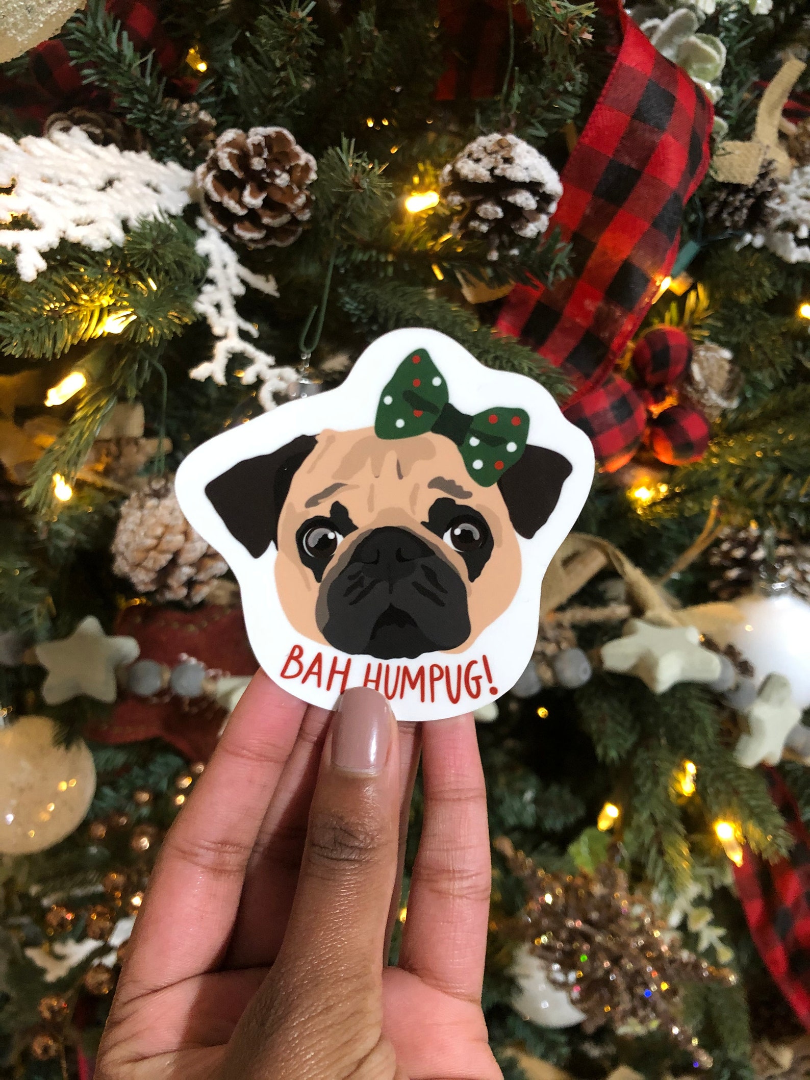 Christmas Sticker Holiday Dog Sticker Pugs Dog Sticker - Etsy