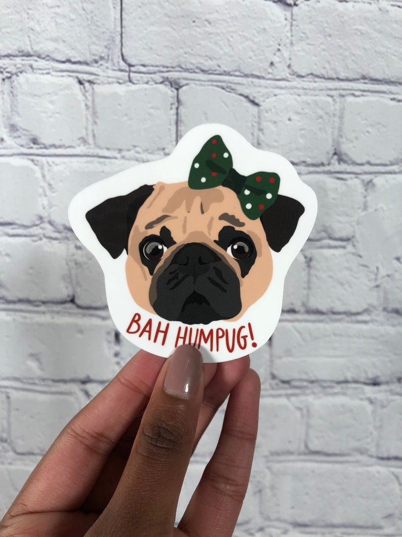 Christmas Sticker Holiday Dog Sticker Pugs Dog Sticker - Etsy