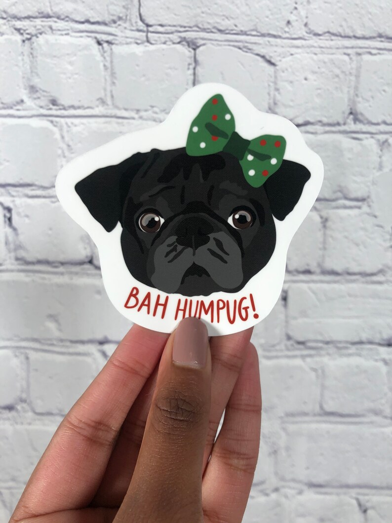 Christmas Sticker Holiday Dog Sticker Pugs Dog Sticker - Etsy