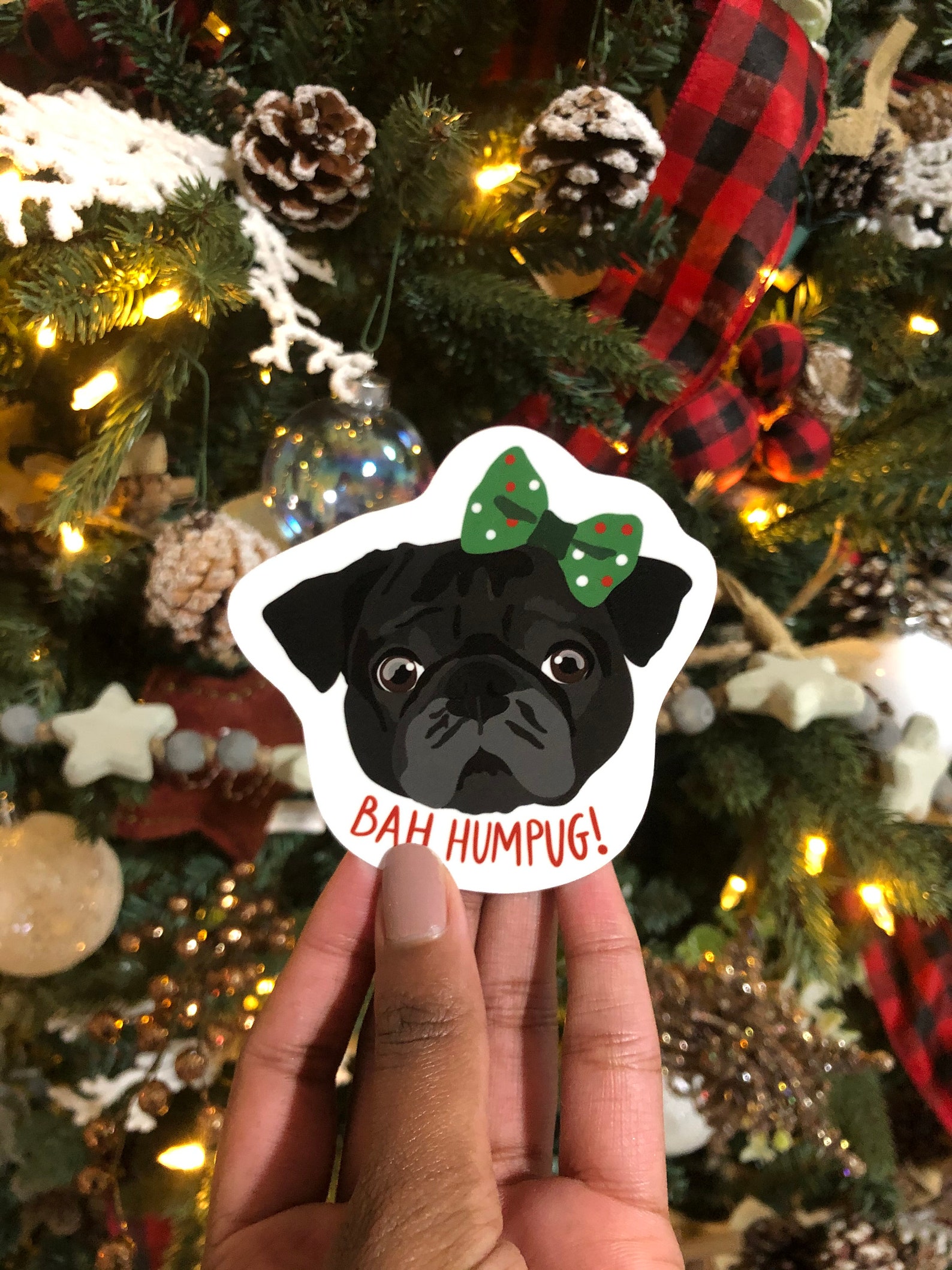 Christmas Sticker Holiday Dog Sticker Pugs Dog Sticker - Etsy