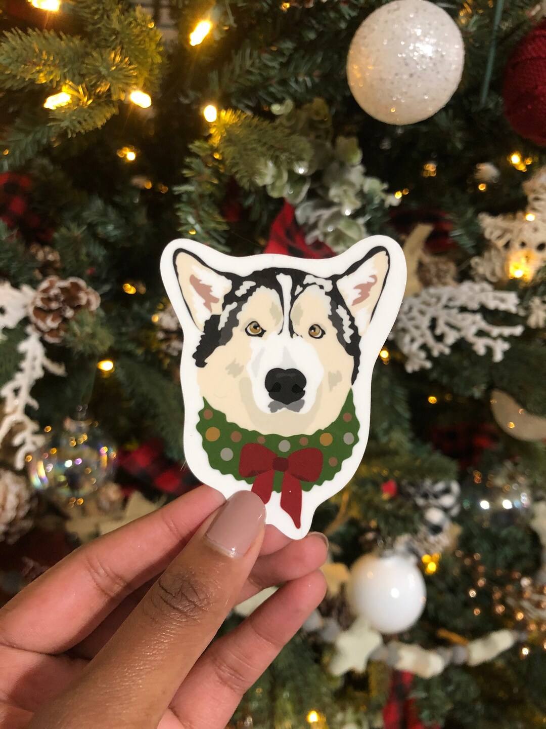 Christmas Sticker Holiday Dog Sticker Husky Sticker Dog - Etsy