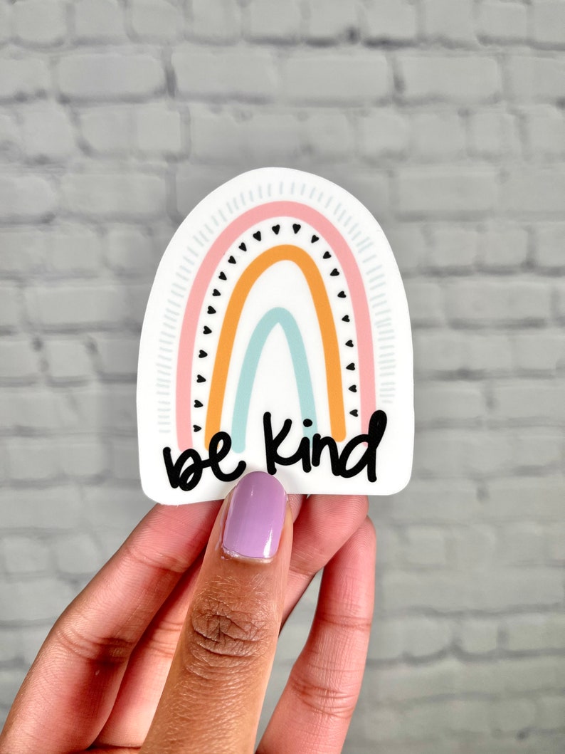 Be Kind Rainbow Sticker Water Bottle & Laptop Sticker - Etsy