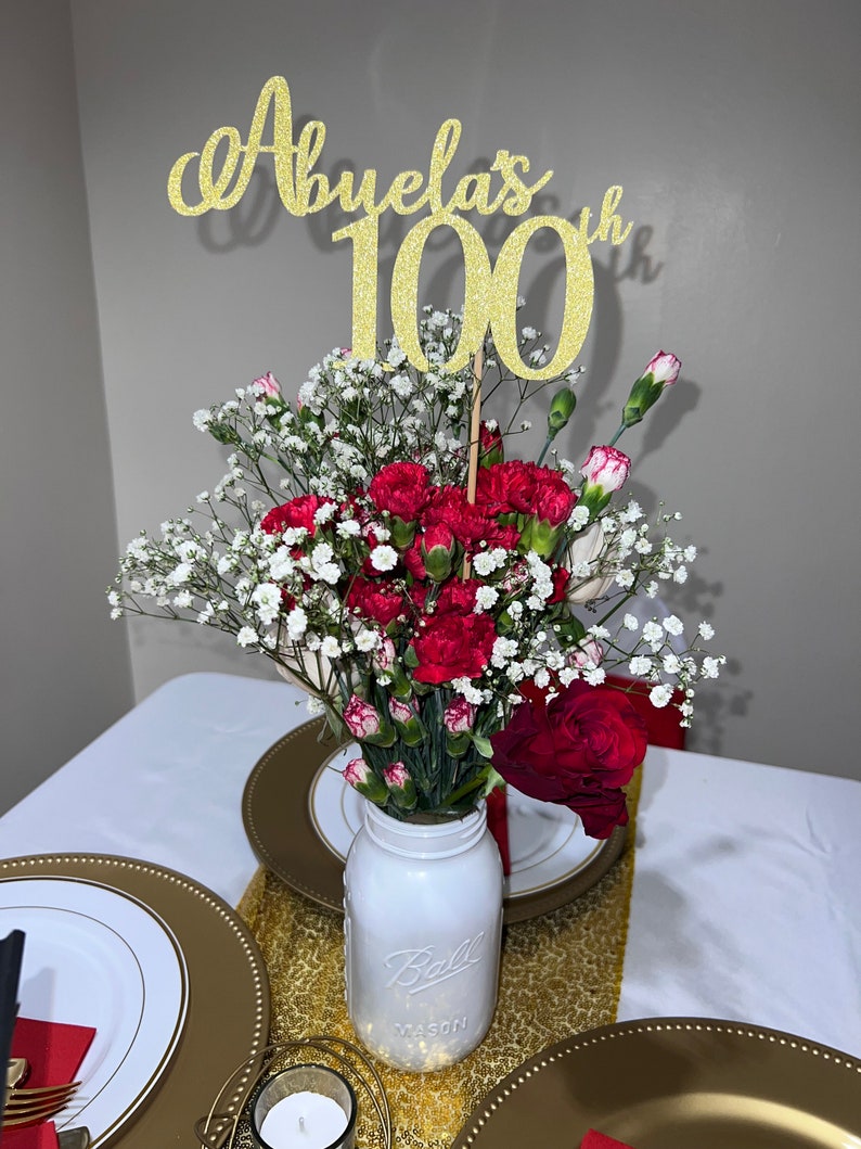 Abuela’s 100th Birthday Centerpiece, 100th Birthday Party Decoration ...