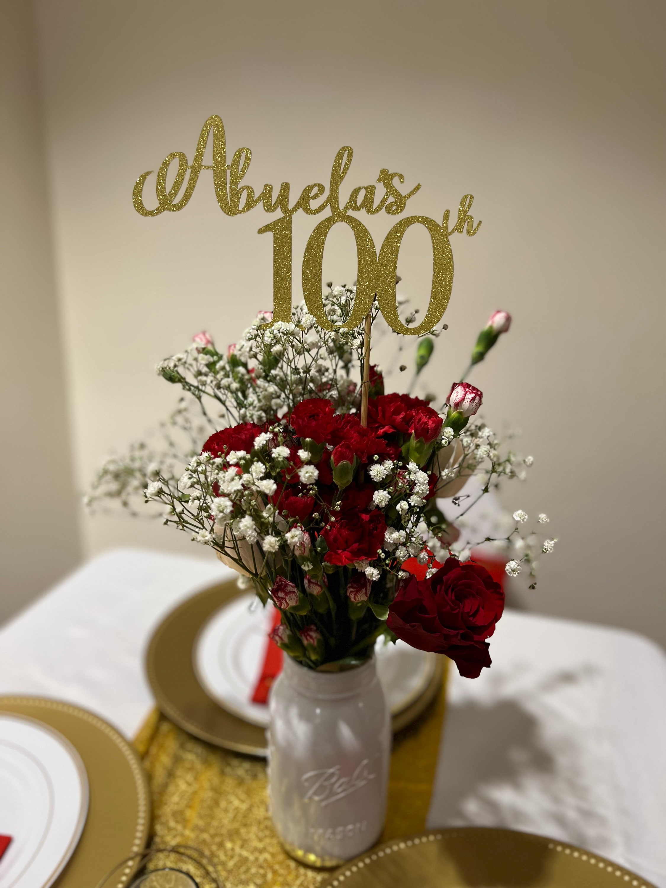 Abuela’s 100th Birthday Centerpiece, 100th Birthday Party Decoration ...