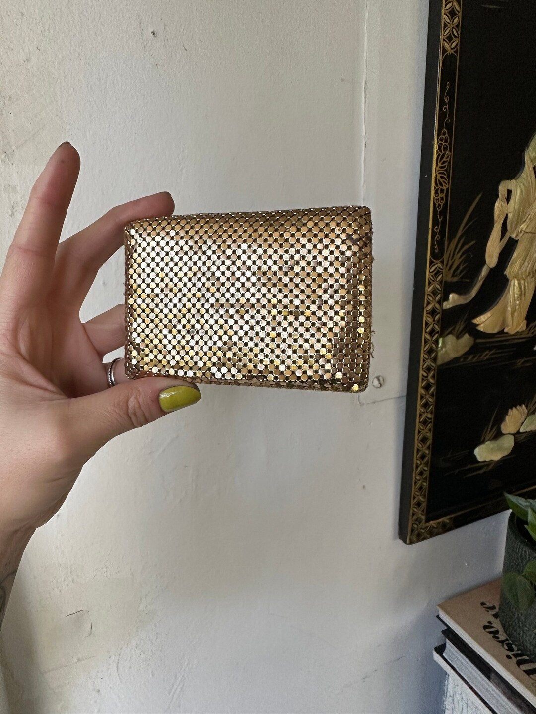 Vintage Whiting and Davis Card Holder Metal Mesh Gold - Etsy