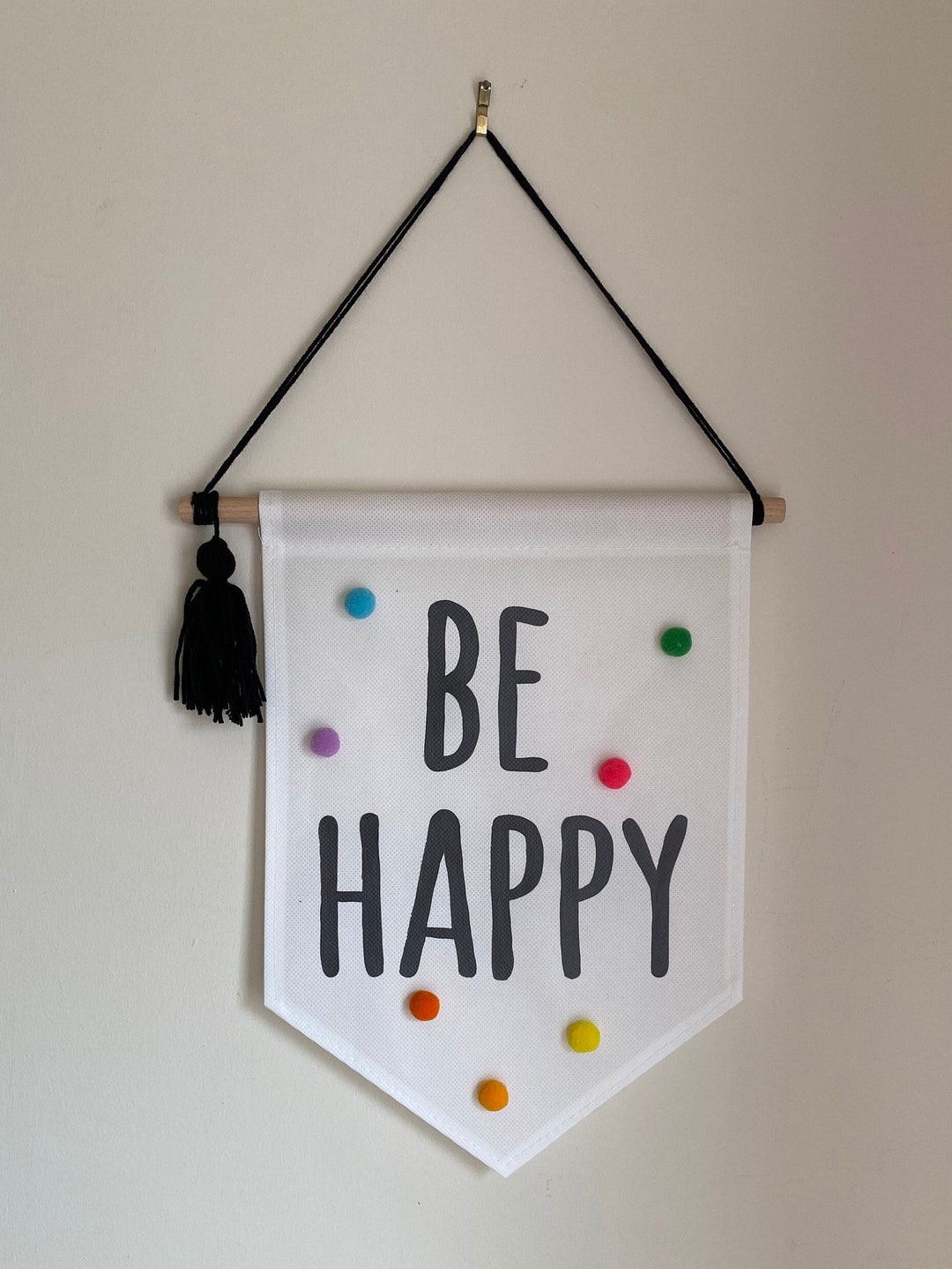 Be Happy Wall Decor Fabric Handmade Sign - Etsy