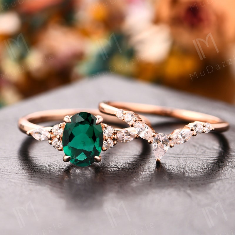 Emerald Wedding Set - Etsy
