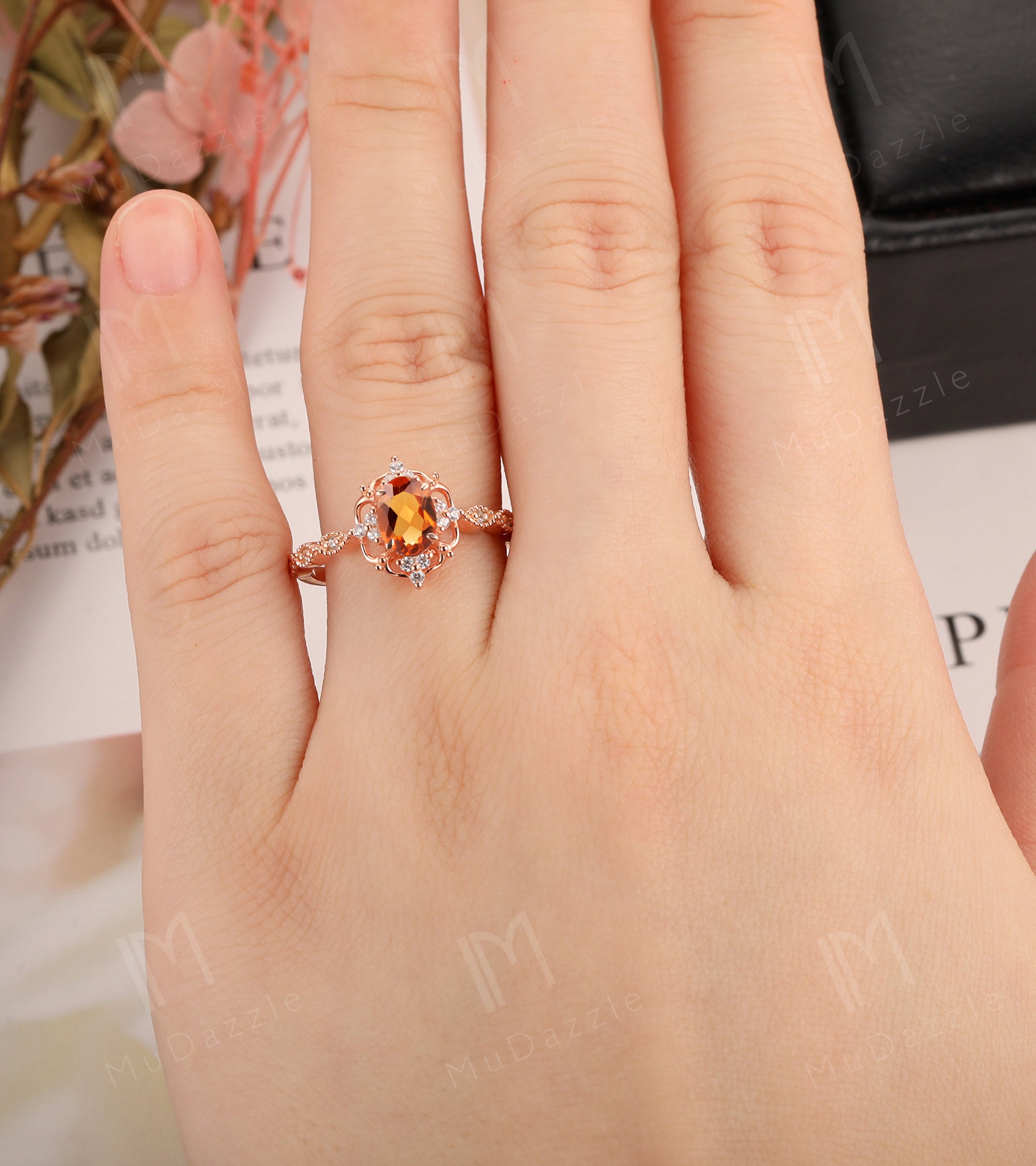 Orange Gemstone Ring Solid Gold// 1.0CT Oval Natural - Etsy