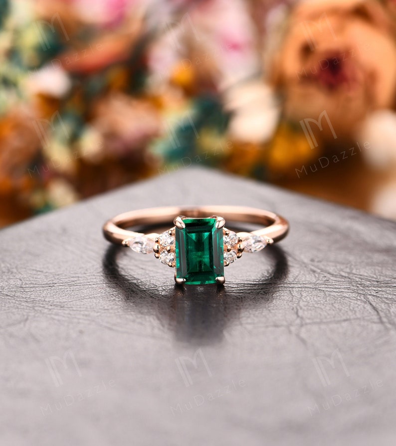 Custom Emerald Ring// 14k Solid Gold Promise Ring// 5x7mm | Etsy