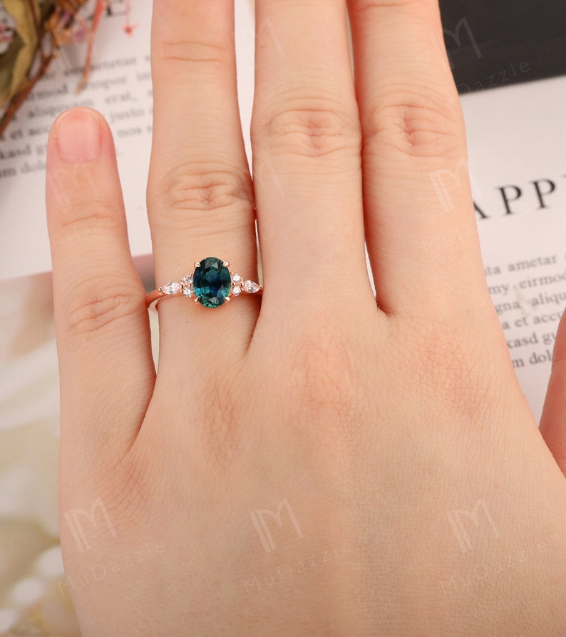 Art Deco Stack Ring// 14k Gold Gemstone Ring// 6x8mm Oval Cut - Etsy