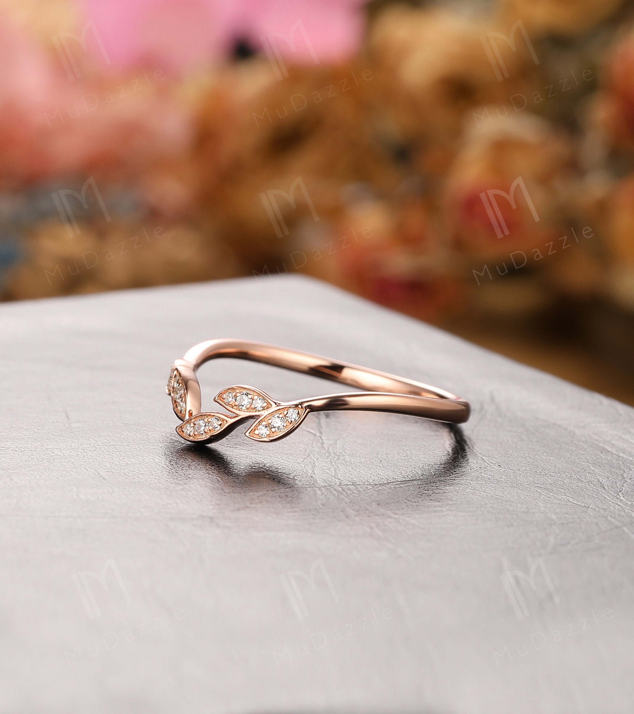 Vine Shaped Stackable Ring Solid Rose Gold// Wedding Ring | Etsy