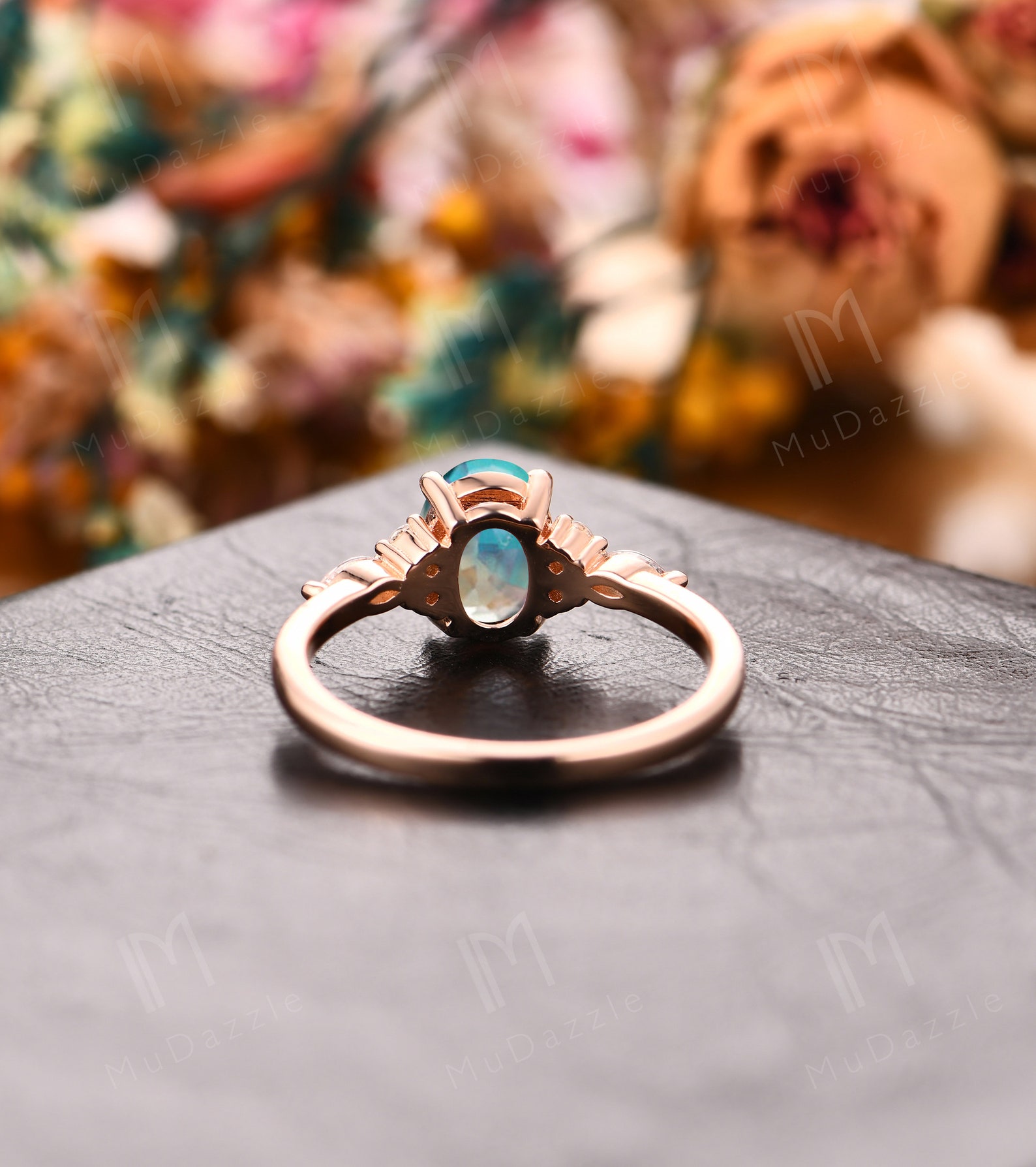 Art Deco Stack Ring// 14k Gold Gemstone Ring// 6x8mm Oval Cut | Etsy