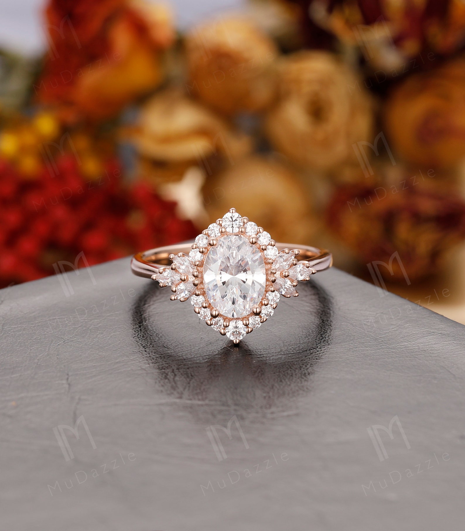 Cocktail Moissanite Ring// Art Deco 1.5CT Oval Shaped Moissanite ...