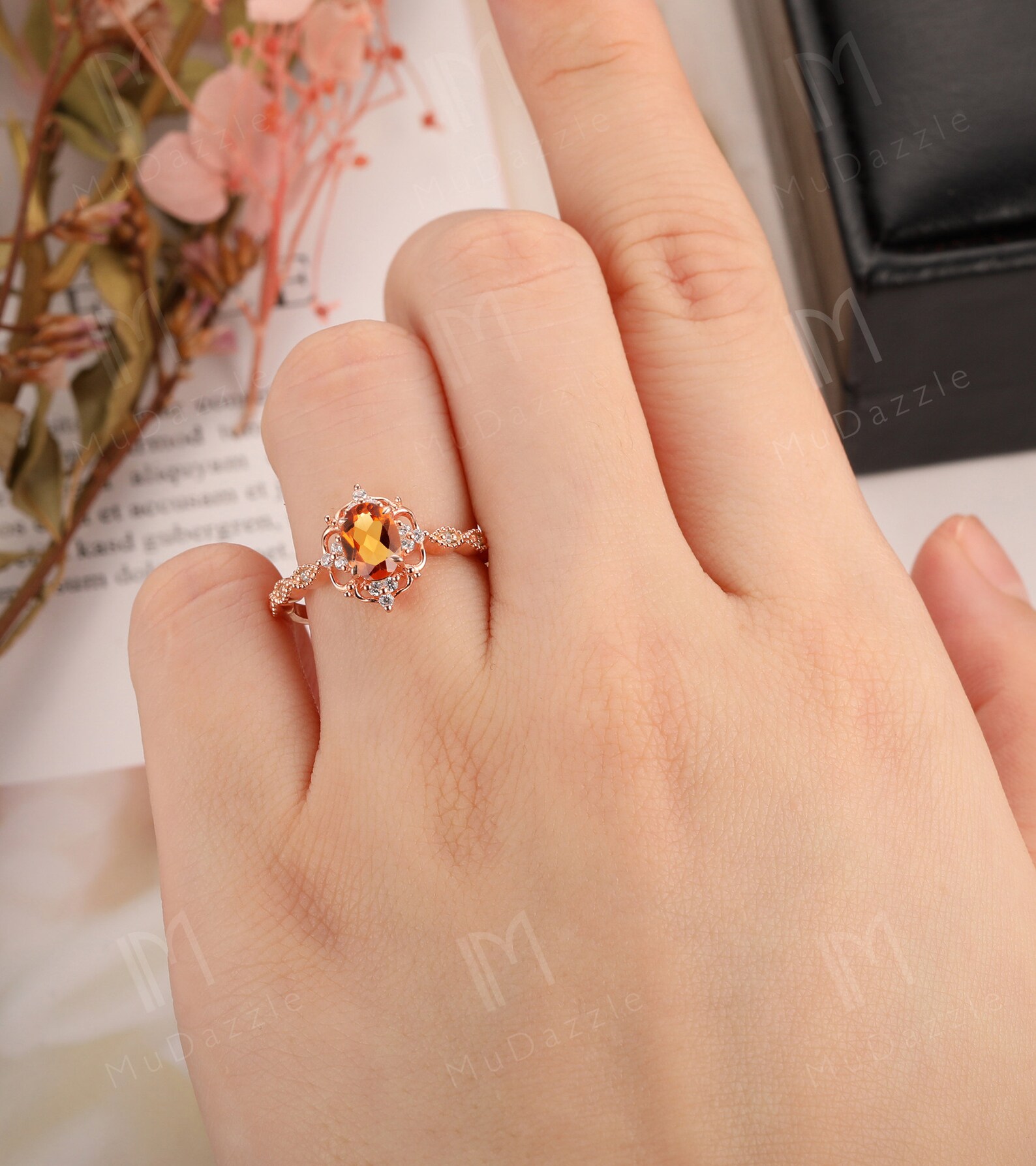 Orange Gemstone Ring Solid Gold// 1.0CT Oval Natural | Etsy