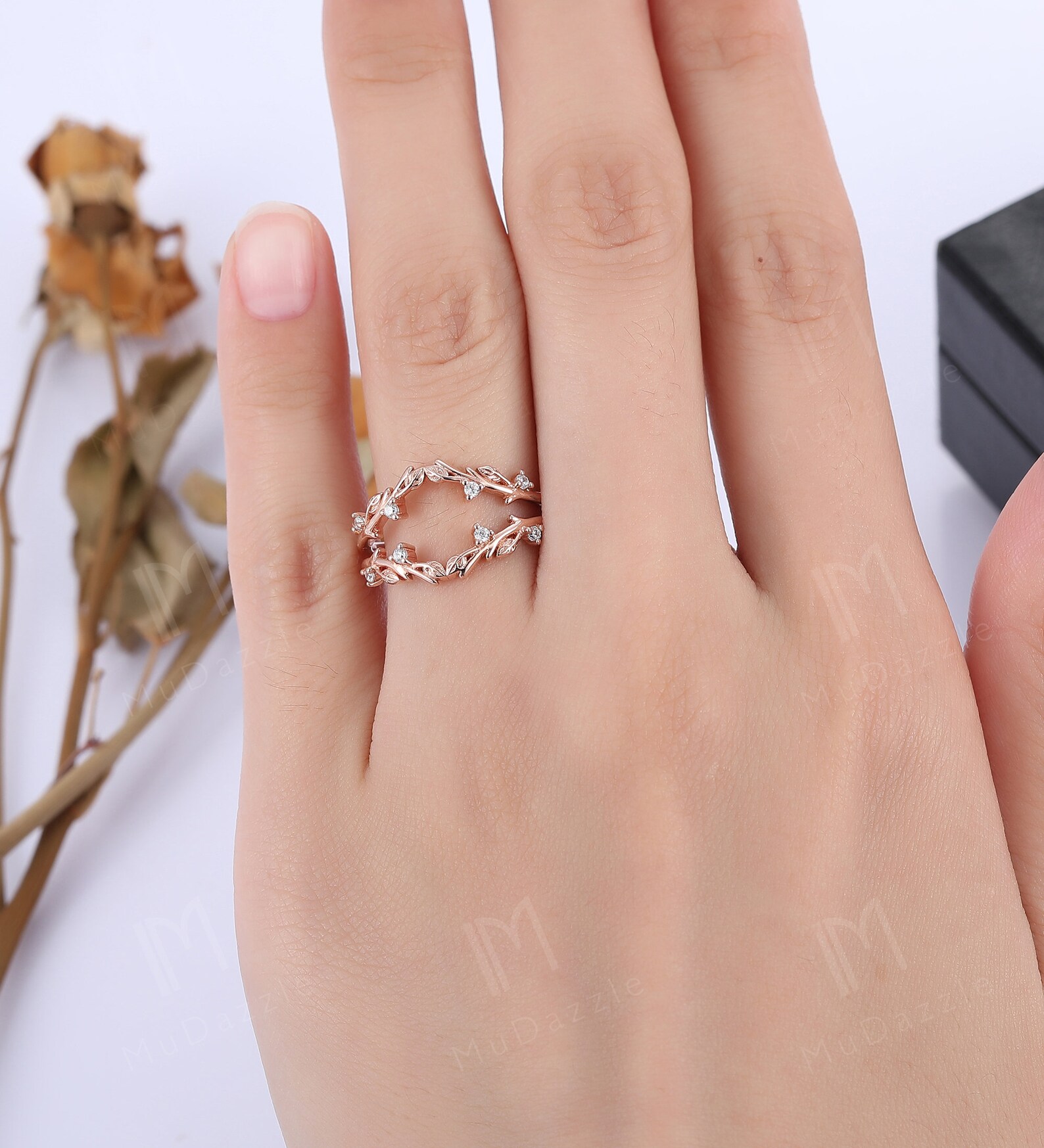 Nature Inspired Moissanite Lab Diamond Stackable Ring Enhancer ...