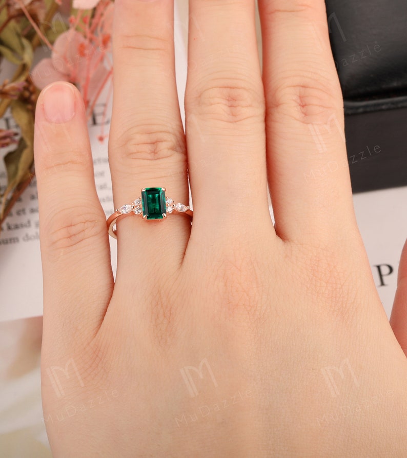 Custom Emerald Ring// 14k Solid Gold Promise Ring// 5x7mm - Etsy