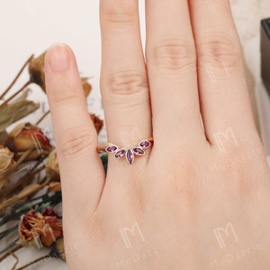 5 Purple Gemstone Proposal Ladies Ring// Natural Amethyst Wedding Ring ...