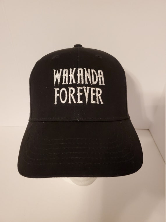 Wakanda Forever black Panther on Black Adult Baseball Hat - Etsy