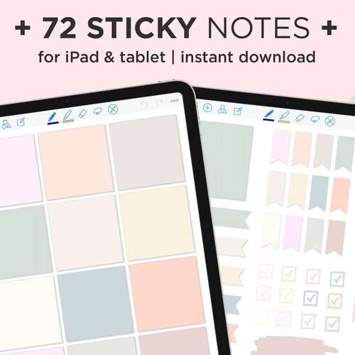 72 Sticky Notes Stickers Digital Stickers Ipad Sticky Note | Etsy