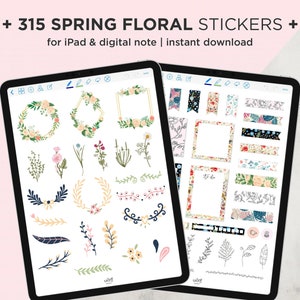 315 Spring Floral Digital Stickers for Goodnotes, Digital Planner ...