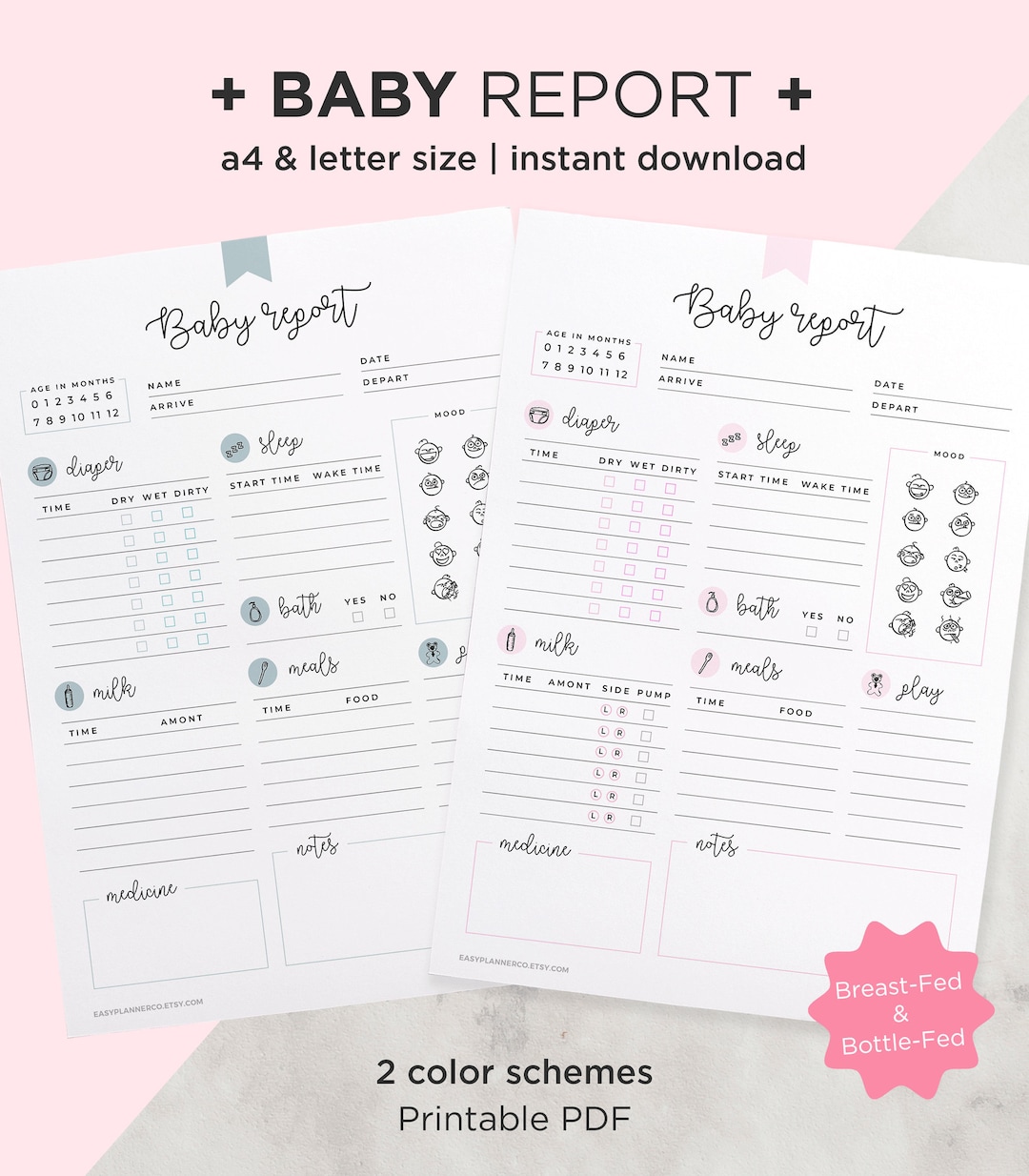 Printable Baby Tracker, Nanny Log, Baby Journal, Baby Log for Nanny ...