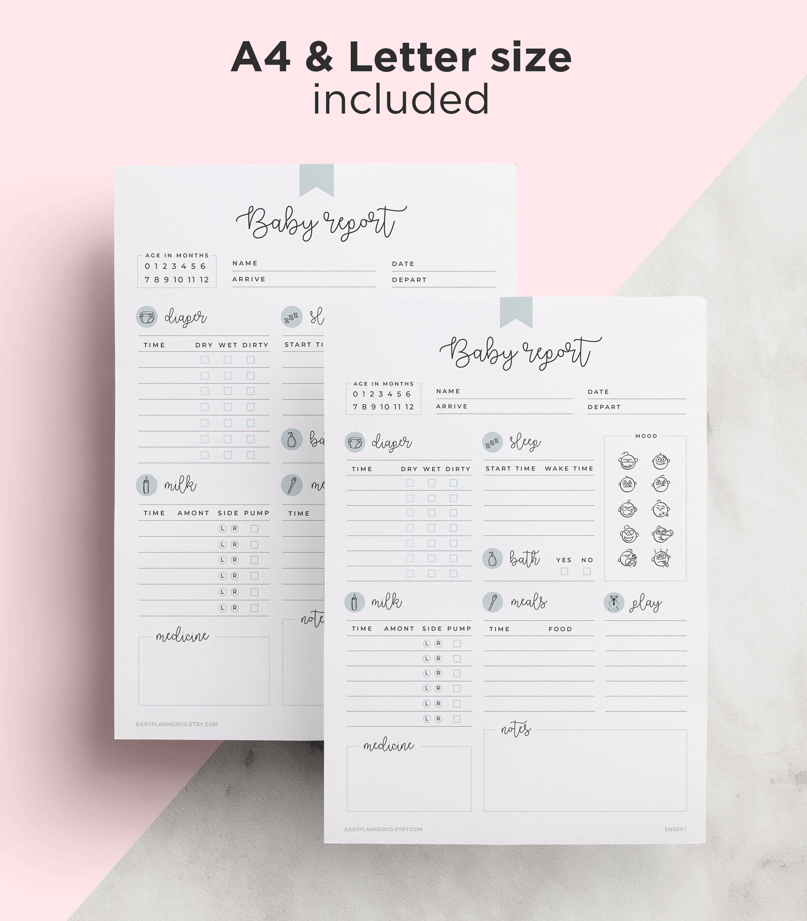 Printable Baby Tracker Nanny Log Baby Journal Baby Log for - Etsy