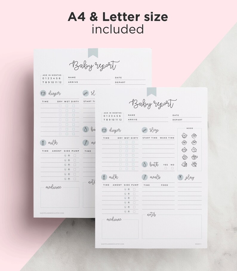 Printable Baby Tracker, Nanny Log, Baby Journal, Baby Log for Nanny ...