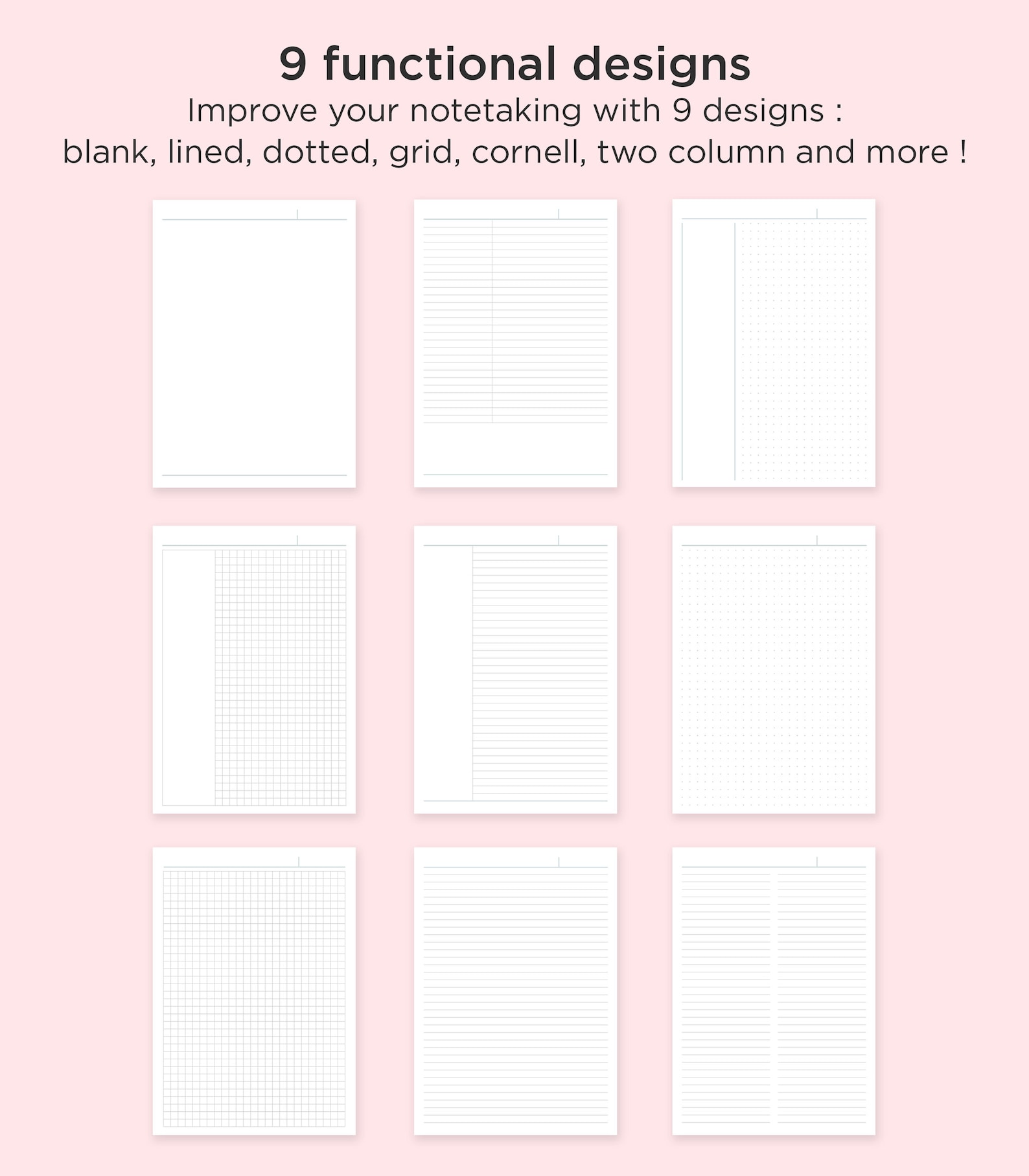 Digital Note Taking Paper, Goodnotes Template, Letter Size Digital Note ...
