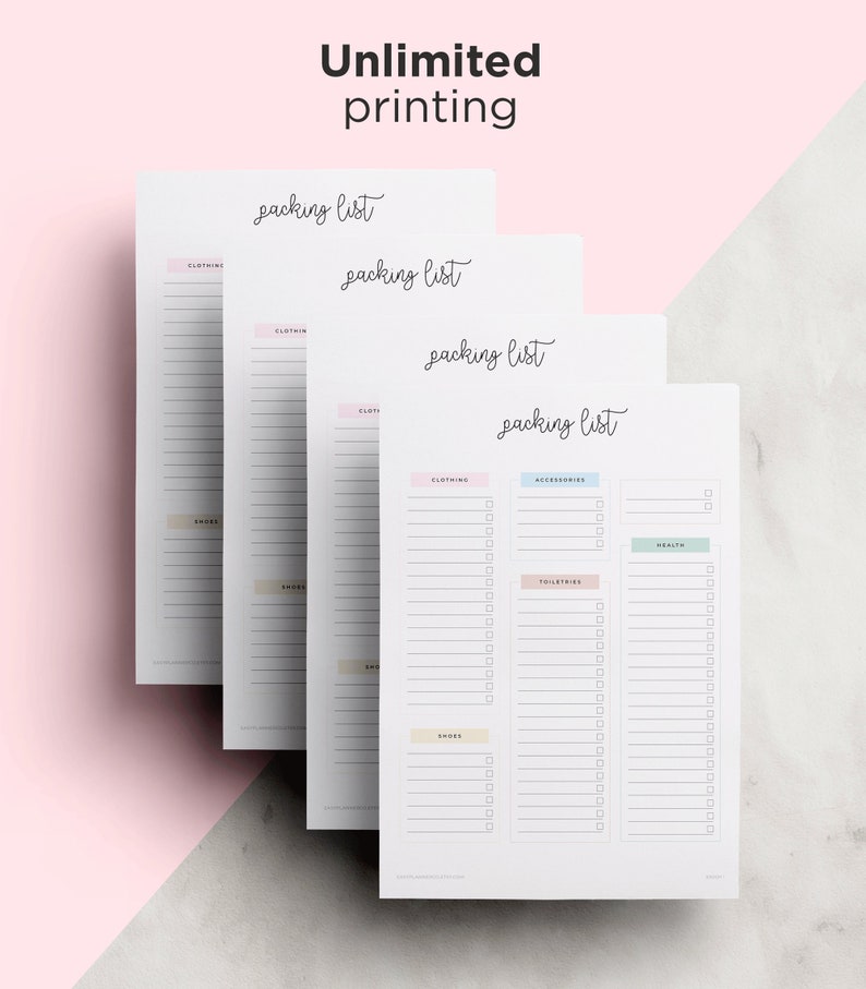 Packing List Editable, Travel Packing List, Printable Packing Checklist ...