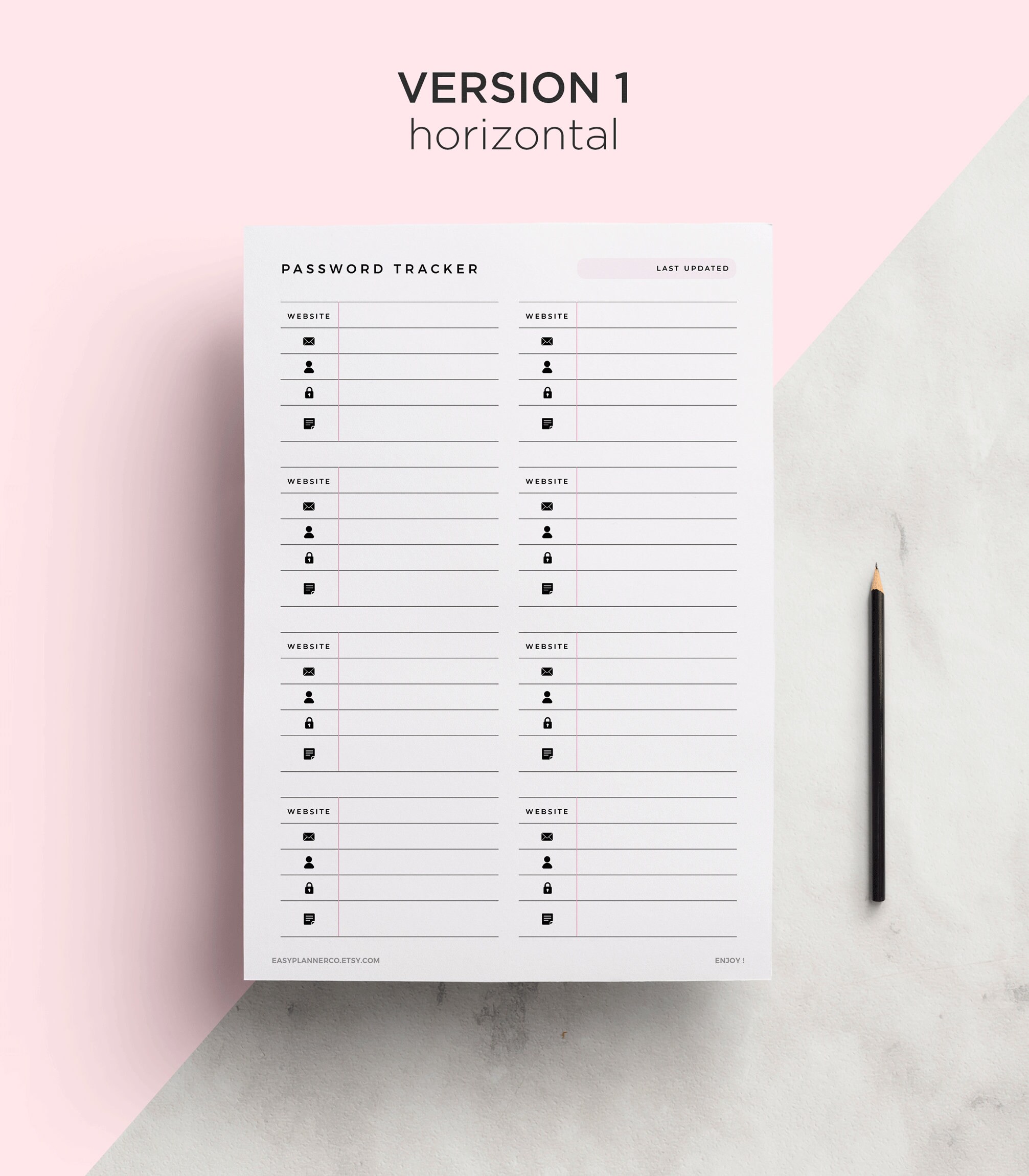 Password Book Printable PDF Half A5 A4 Letter Planner Insert - Etsy