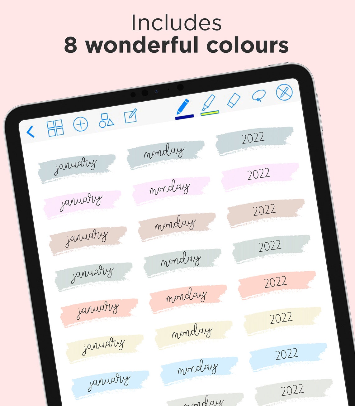 2022 Digital Planner Stickers Pastel Colours for Goodnotes - Etsy Canada
