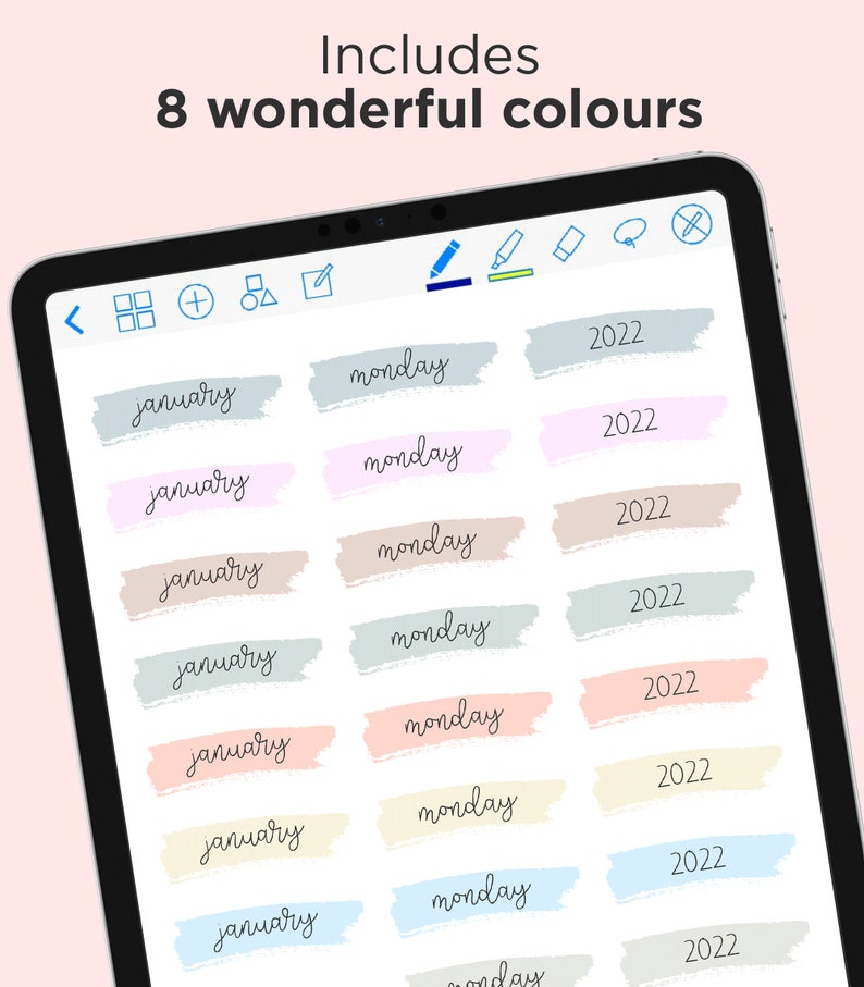 2022 Digital Planner Stickers Pastel Colours for Goodnotes - Etsy Canada