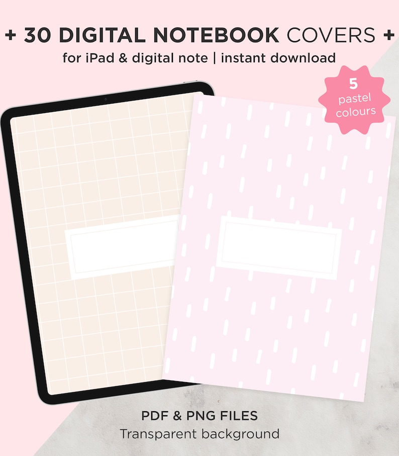 30 Pastel Digital Notebook Covers, Goodnotes Digital Notebook Covers ...