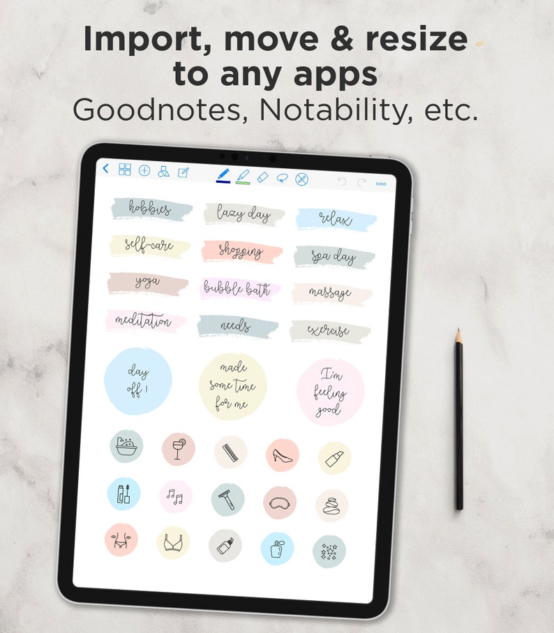Self Care Digital Stickers for Goodnotes Self Care Planner - Etsy